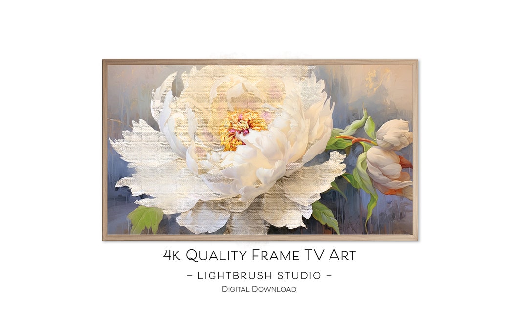 Frame TV Art of Textured Peony Bloom, 4k Quality, Digital Painting ...