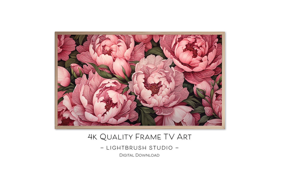 Frame TV Art of Peony Blooms, 4k Quality, Digital Painting, Flower Art ...