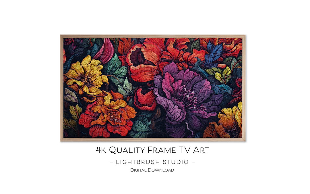 Frame TV Art Textured Floral Mural, 4k Quality, Digital Textural ...