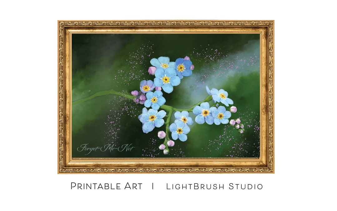 Forget-me-nots, Printable Digital Watercolor Painting, Instant Download ...
