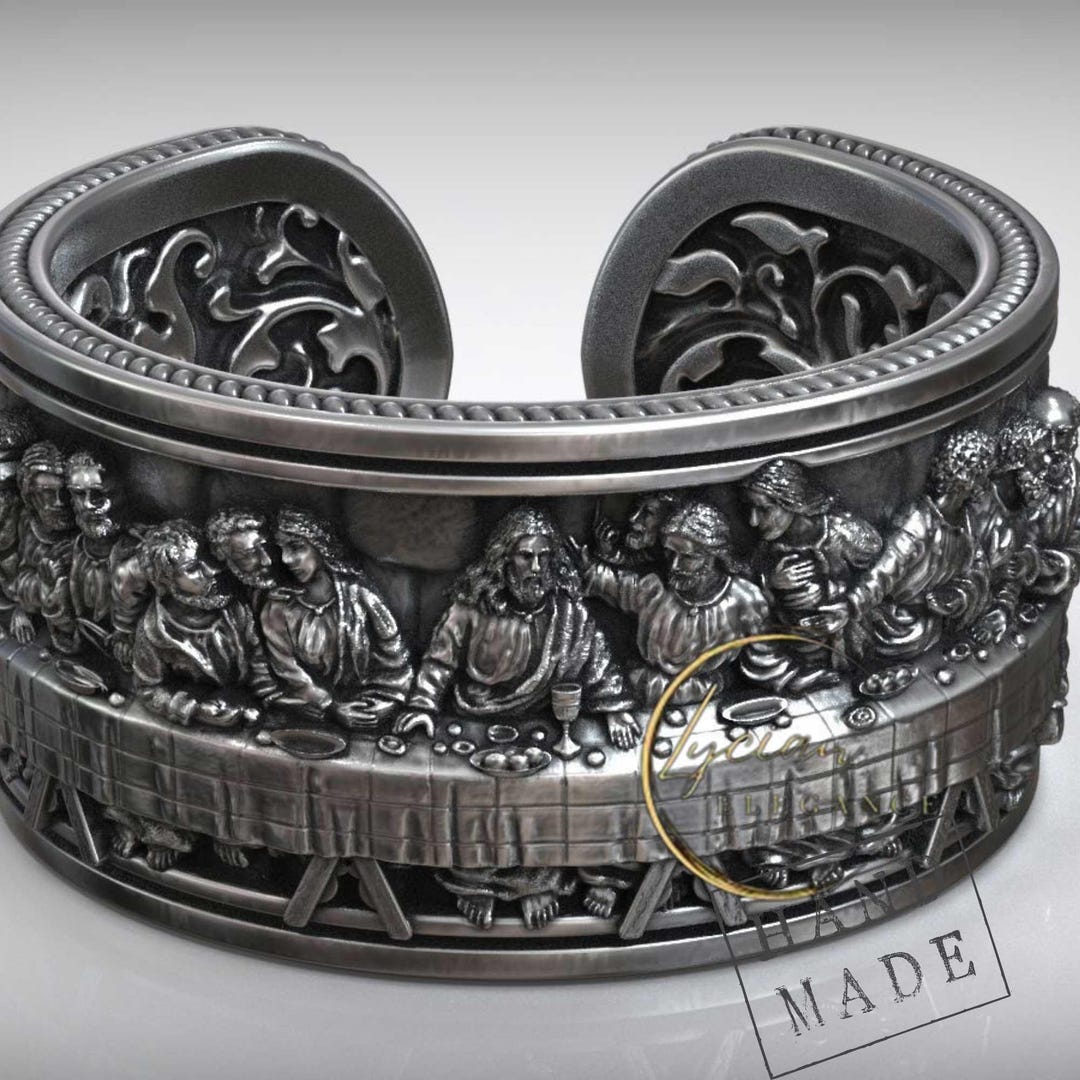 Last Supper Ring With Jesus and Apostles, Communion Band for Christian ...