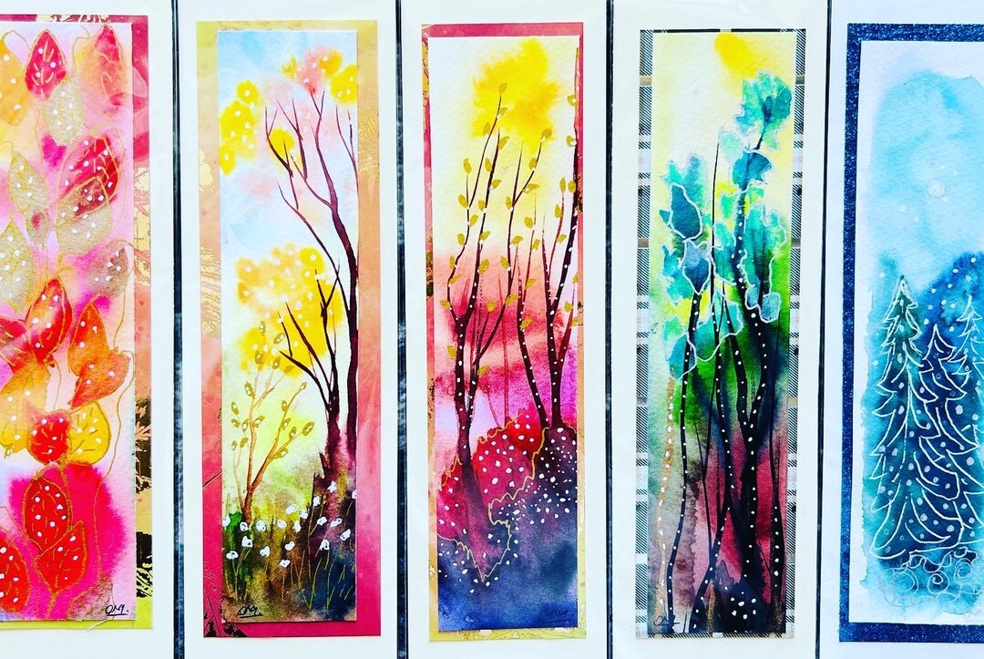 Nature Themed Bookmarks Set of 5 Original Watercolor Paintings 2.5x8.5 ...