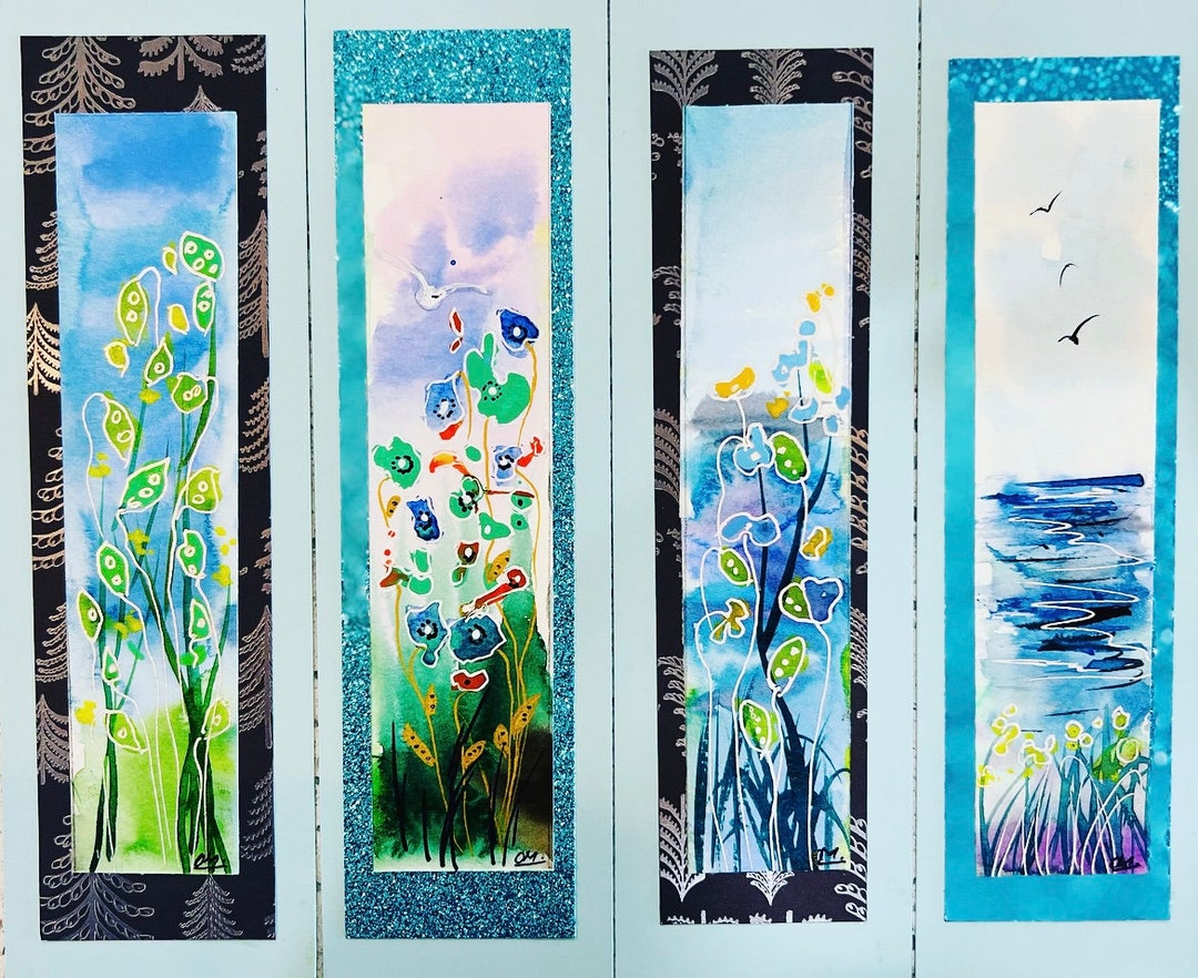 Nature Themed Bookmarks Set of 4 Original Watercolor Paintings - Etsy