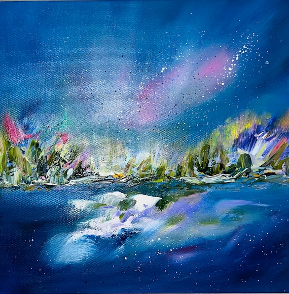 Abstract Lake Original Oil Painting | Etsy