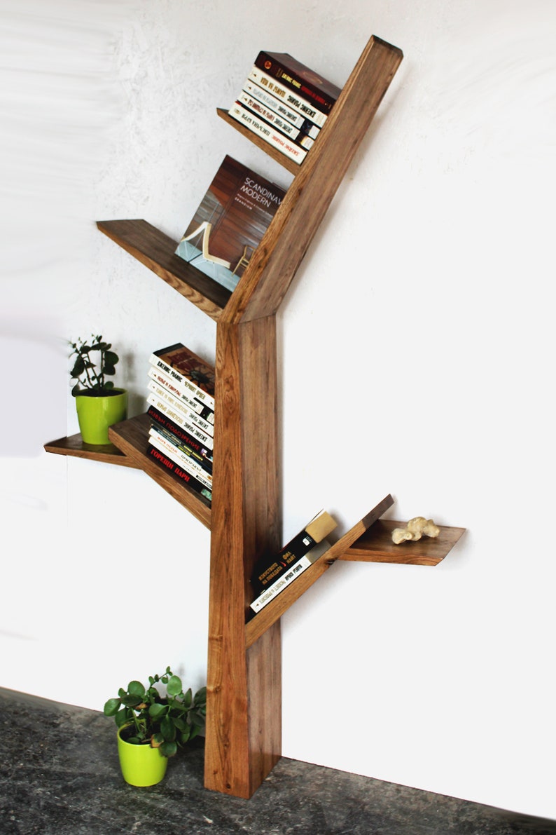 Solid Oak // Bookcase "tree" 7-2 // Wooden Tree With Natural - Organic ...