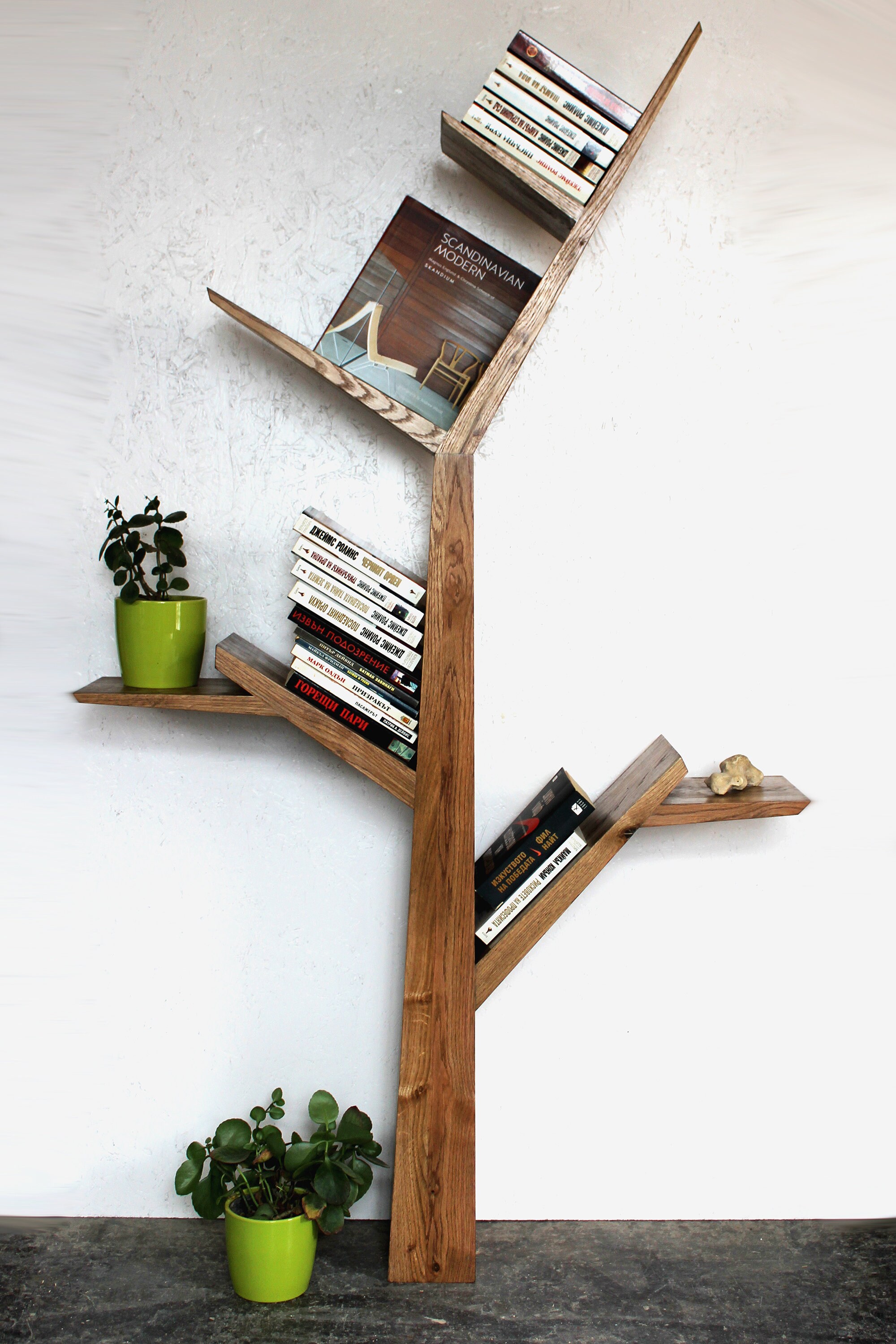 Solid Oak // Bookcase tree 7-2 // Wooden Tree With - Etsy