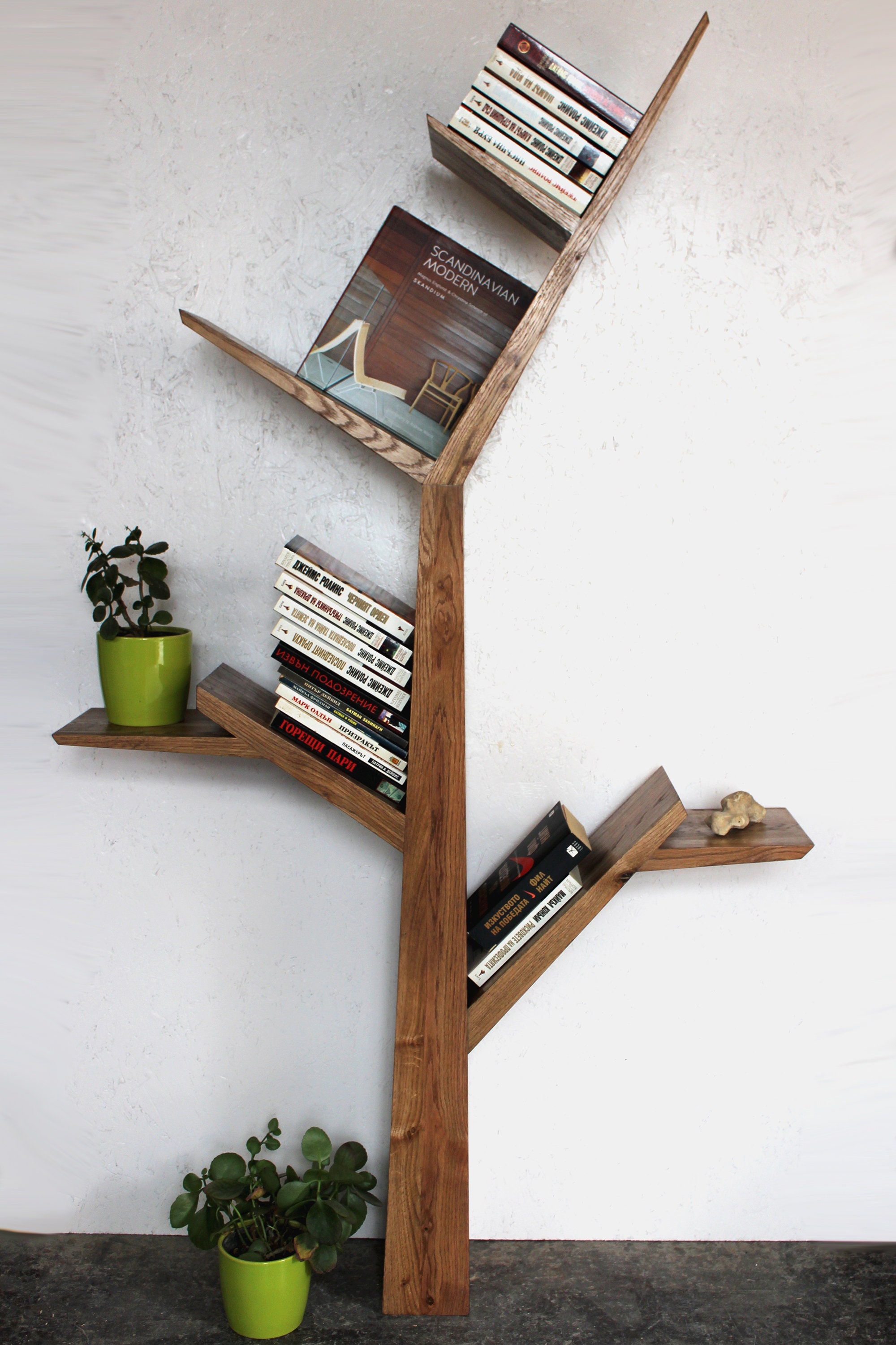 Solid Oak // Bookcase tree 7-2 // Wooden Tree With - Etsy