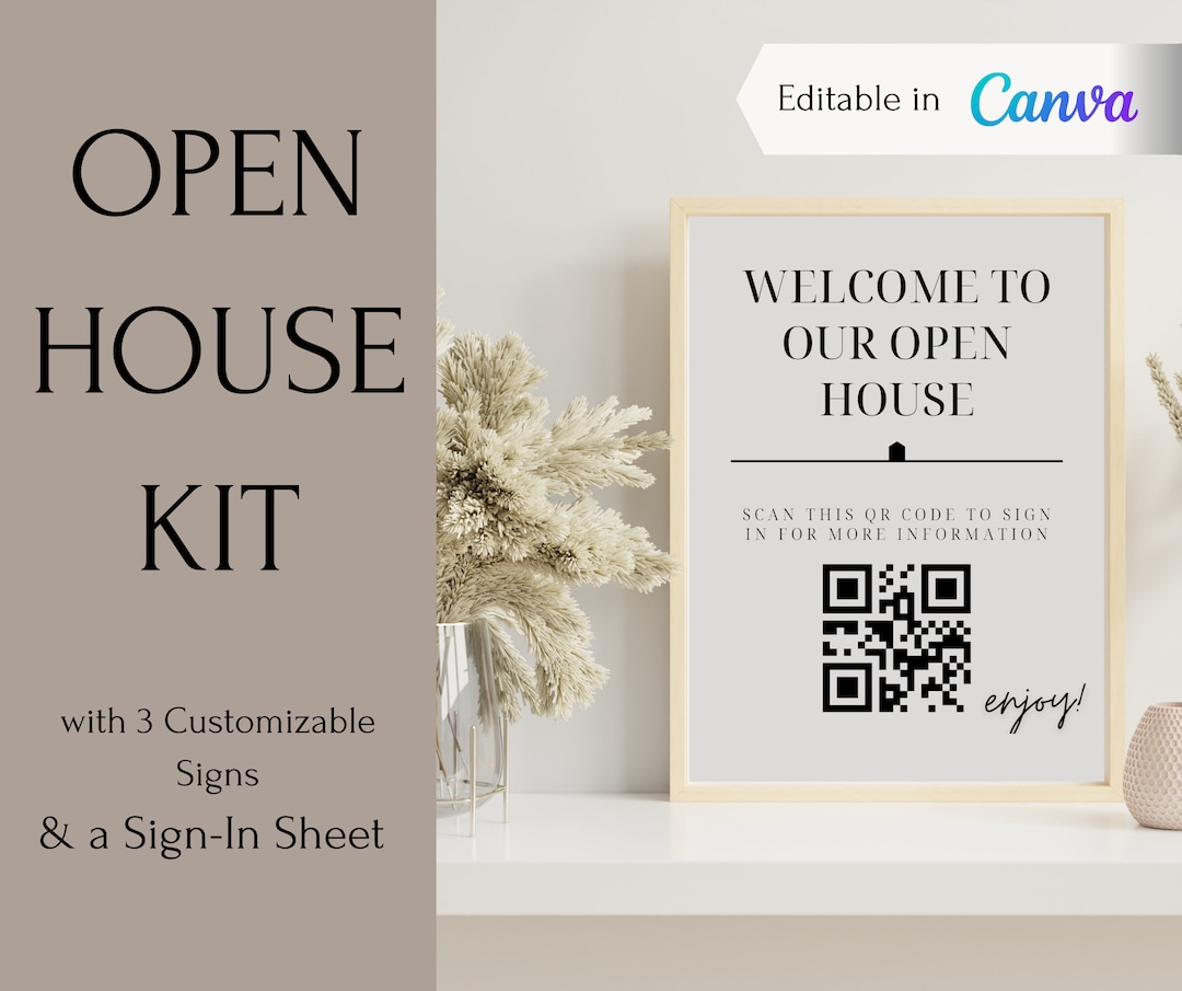 Open House Kit Welcome Sign With Open House Sign in Sheet - Etsy