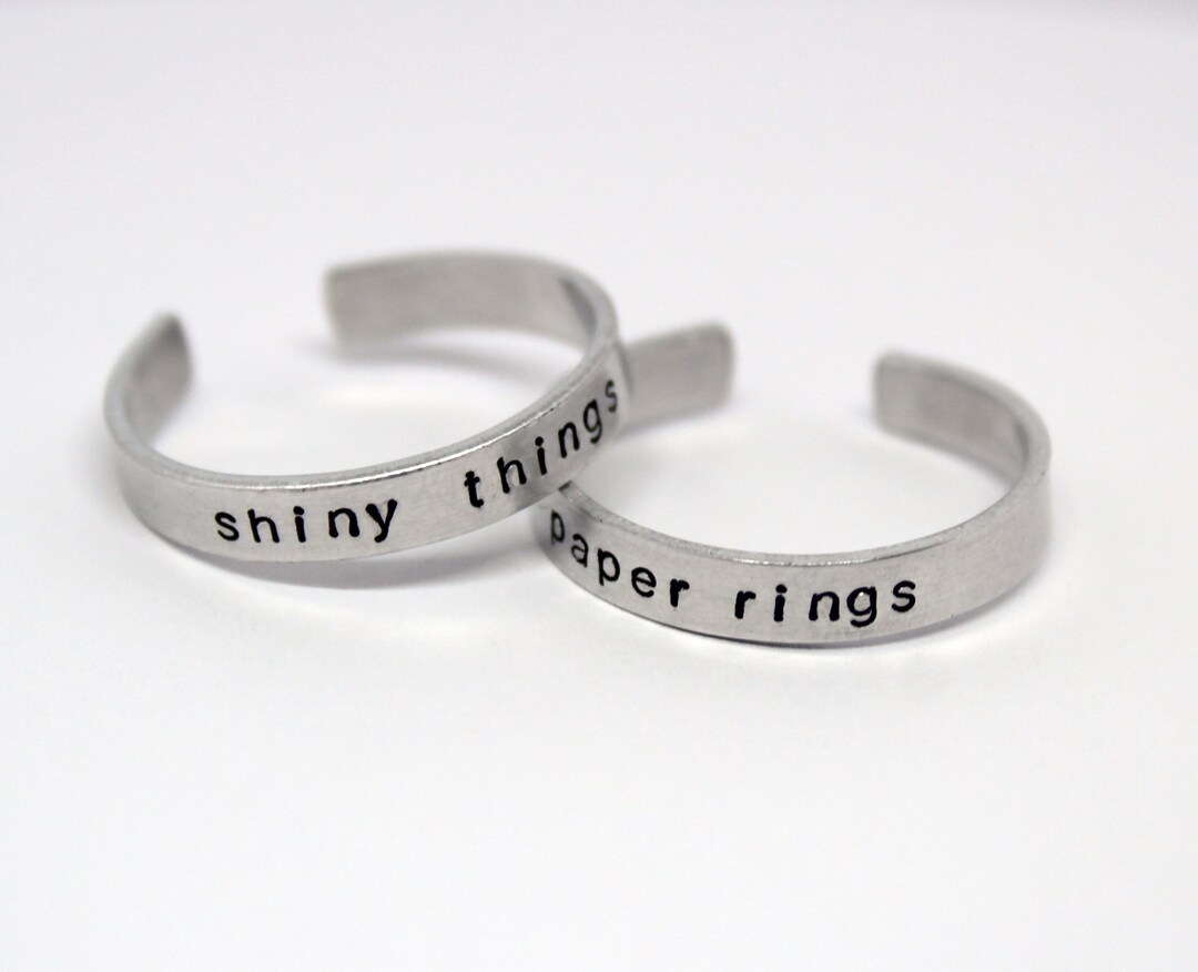 Paper Rings and Shiny Things Hand Stamped Duo Ring Set - Etsy