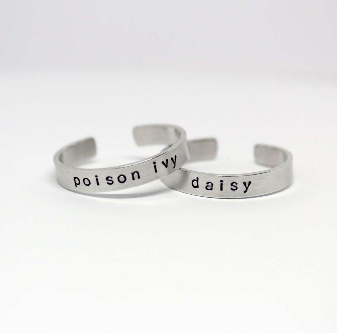 Poison Ivy and Daisy Hand Stamped Duo Ring Set - Etsy