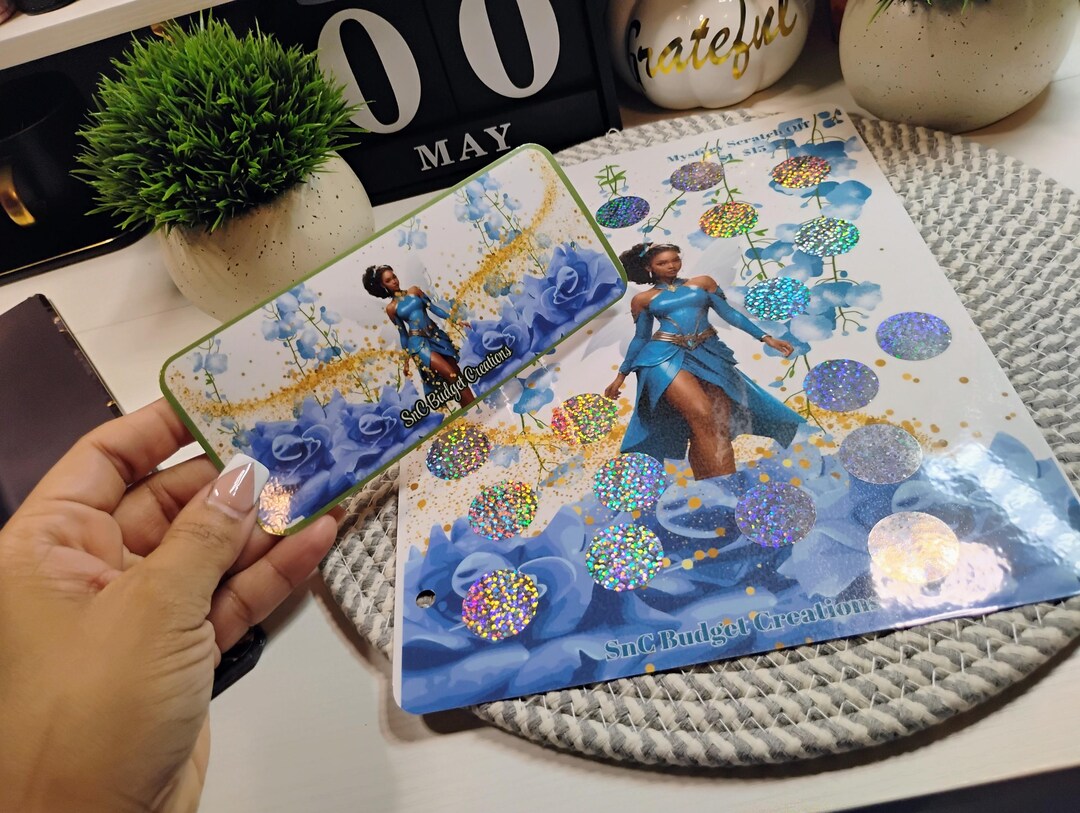 Mystery Blue Fairy Scratch off Savings Trackers With Dashboard - Etsy