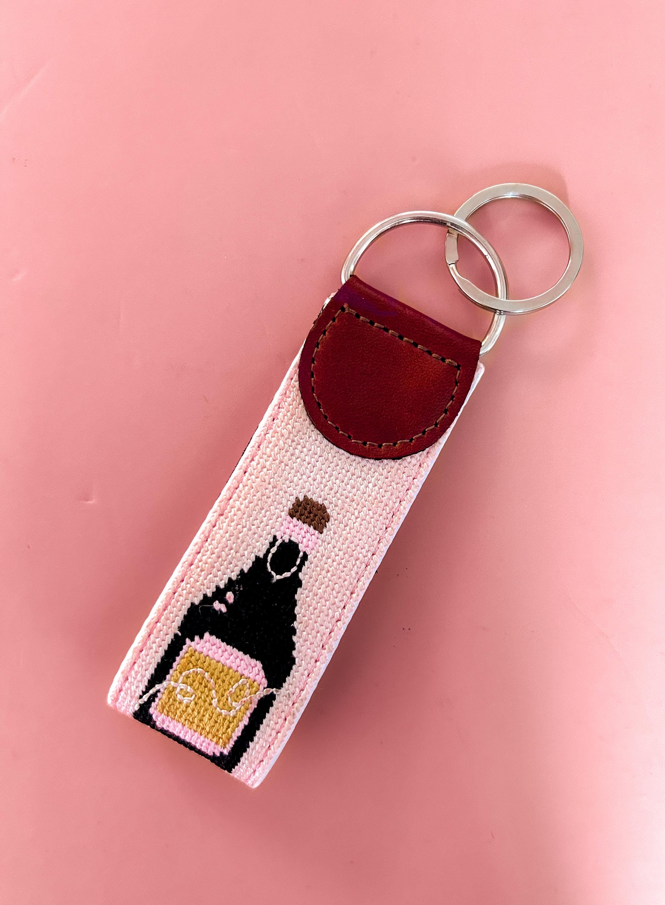 Champagne Needlepoint Keychain - Etsy