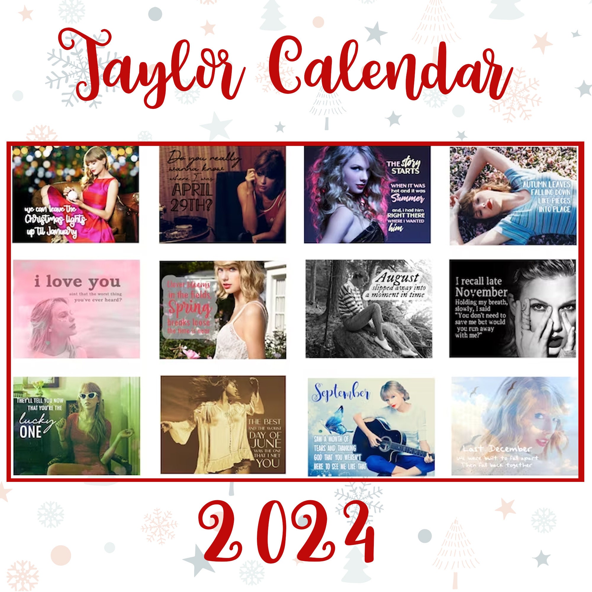 Custom Taylor Calendar 2024, Eras Tour 20234 Wall Calendar, Taylor New ...
