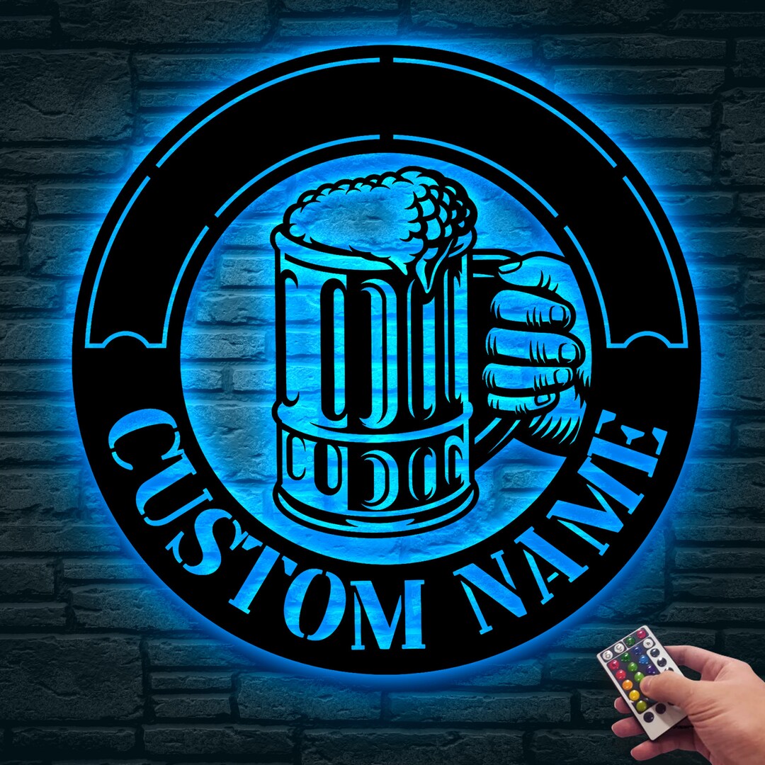 Beer Mug Metal Wall Sign Personalized Bar Decor Metal Color - Etsy