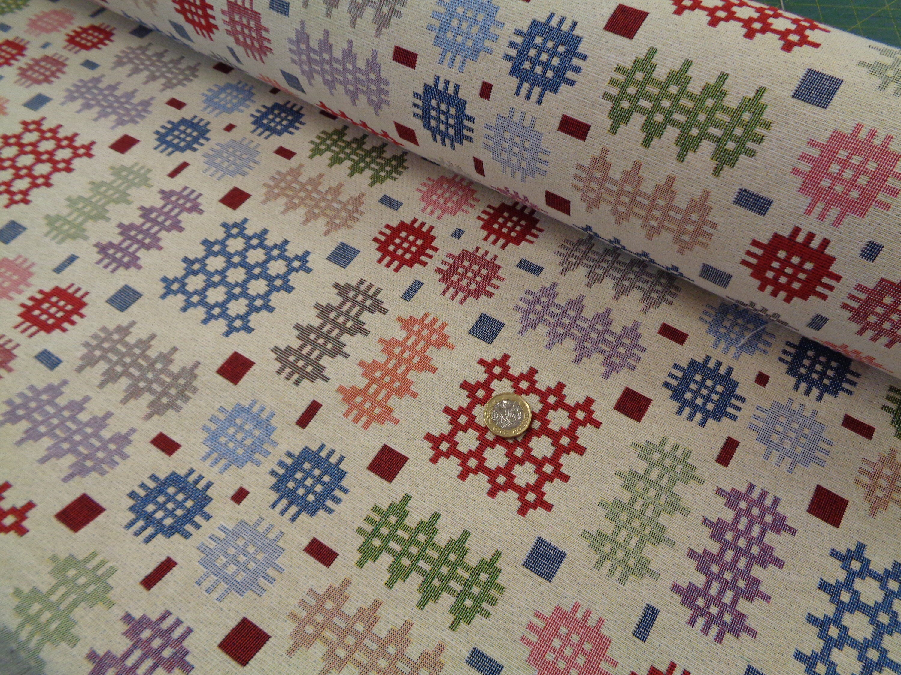 Tapestry Fabric Welsh Blanket Design Geometric Heavy 360gsm ...