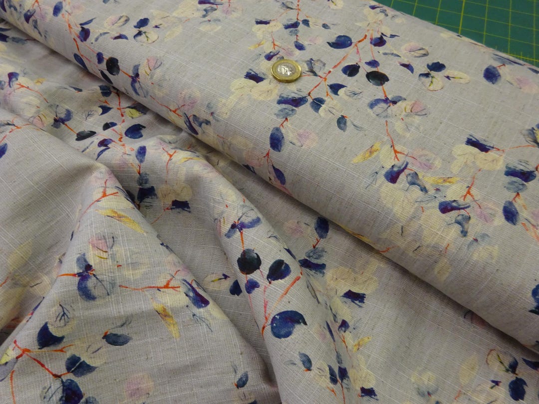 Viscose Linen Blend Dressmaking Fabric Super Soft Draping Digital Print ...