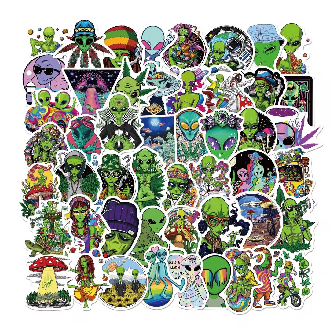 50 X Weed Smoking Alien / Stoner Alien Style Stickerbomb Sticker Set - Etsy