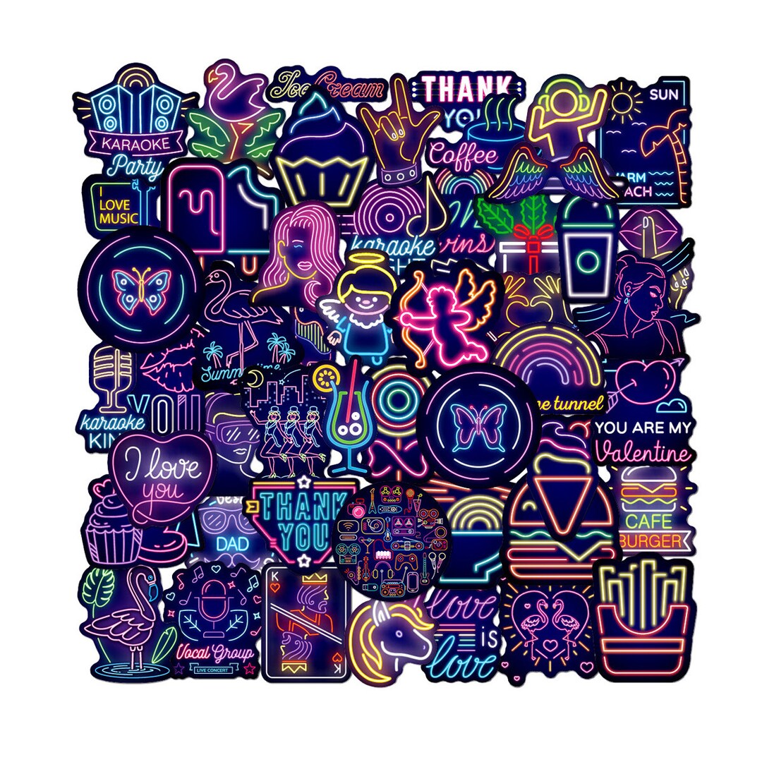 50 Stück Cool New Purple Party Neon / Neon Bar Style Stickerbomb ...