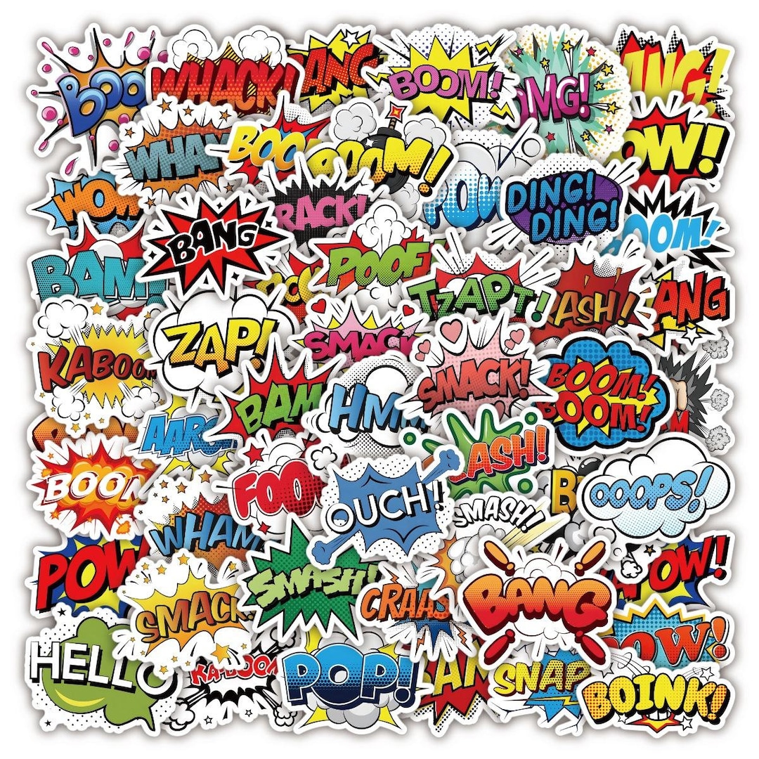 Pack of 50 Comic Cartoon Zap Boom Wow Omg Graffiti Font Style ...