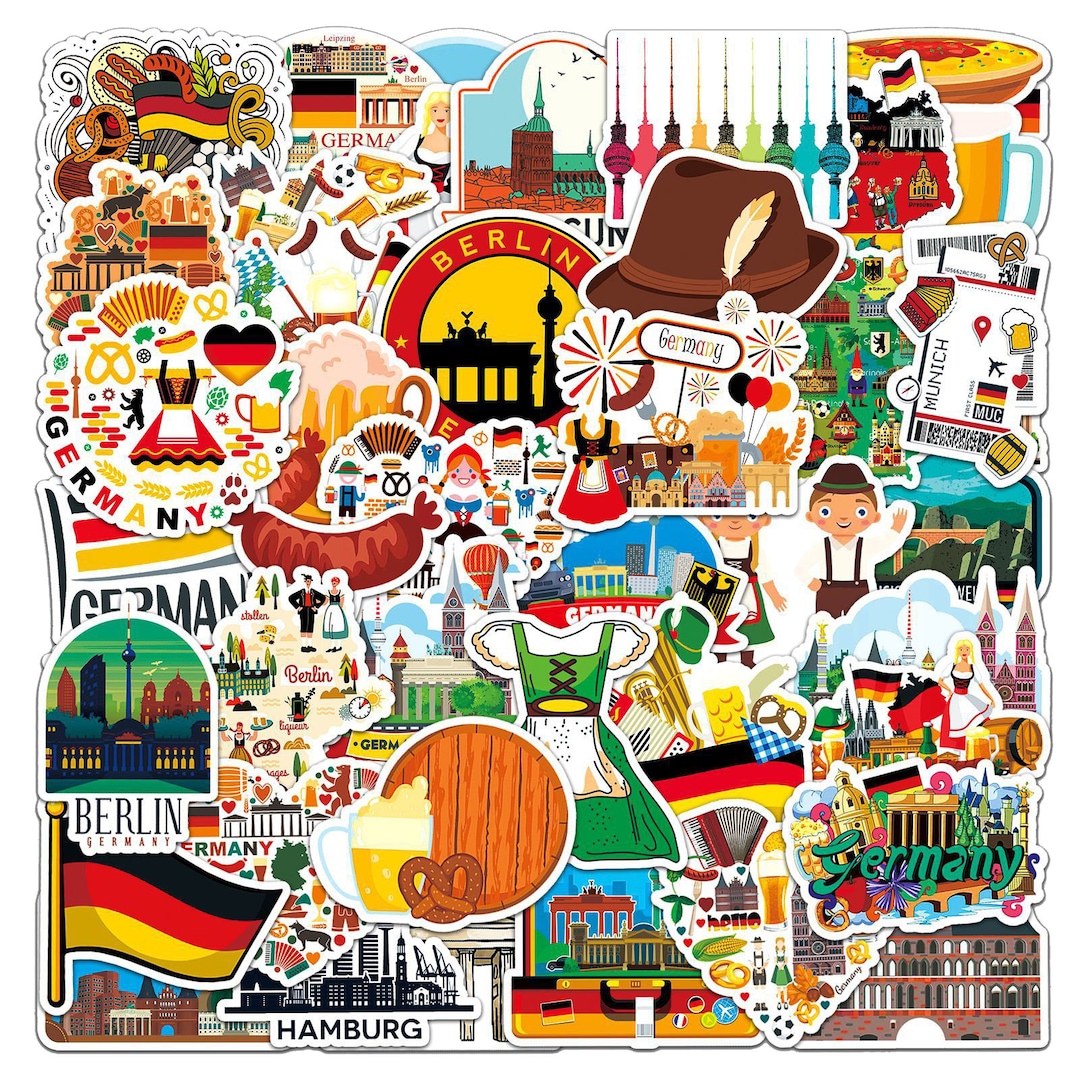 50 X Pieces Germany German Travel Suitcase Style Stickeromb Stickers ...