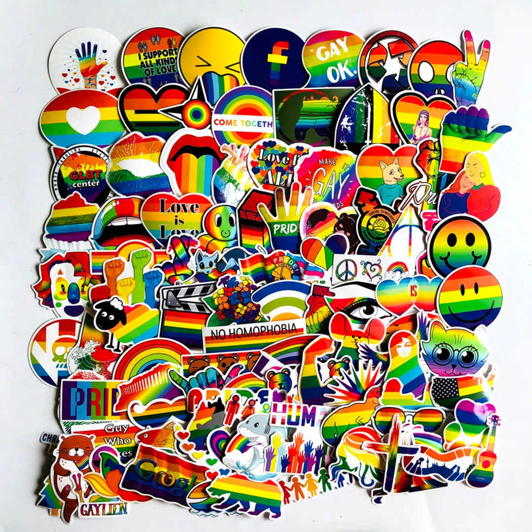 100 Pieces / LGBTQ Pride / Gay / Lesbian / Rainbow Style Stickerbomb ...