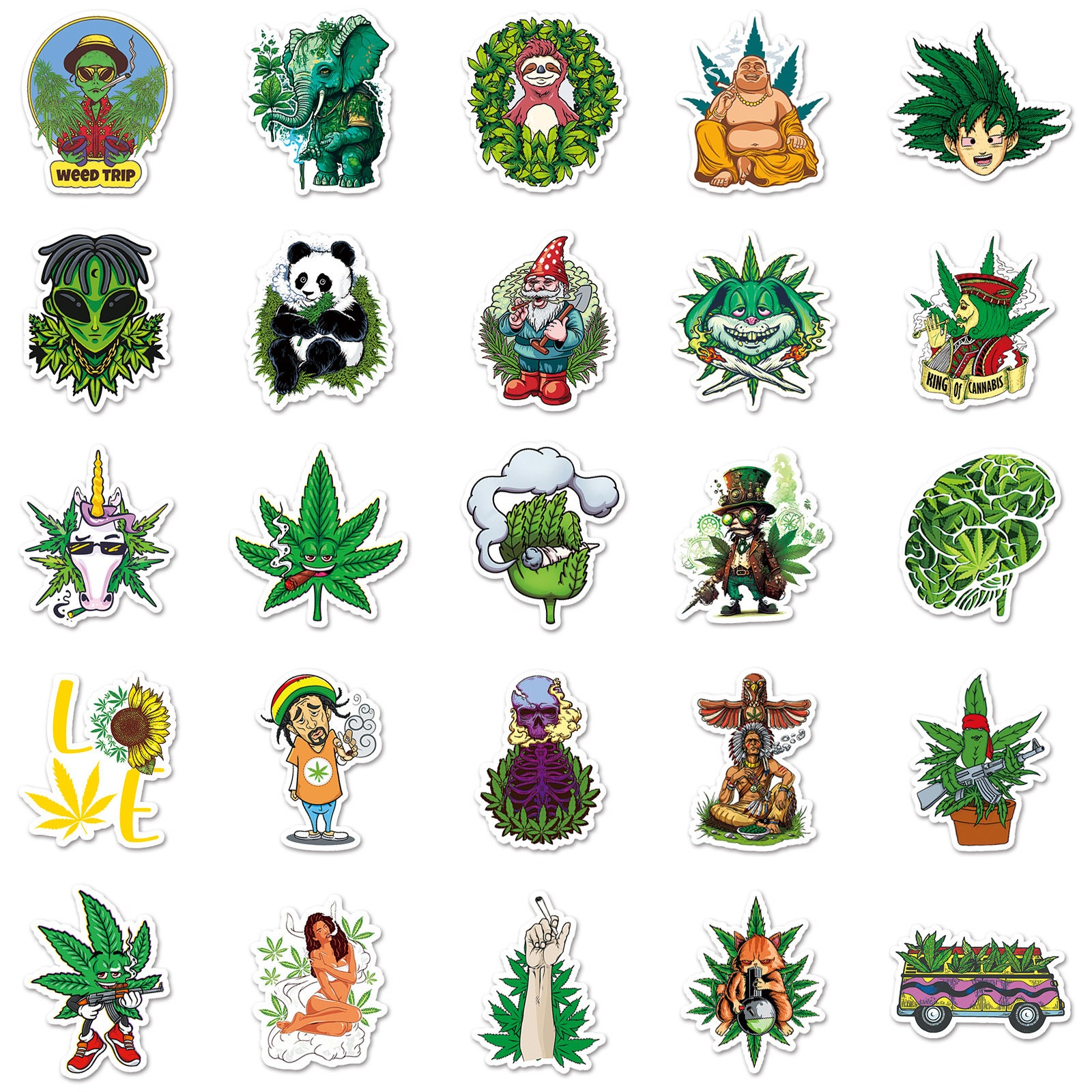 50 X Super Weed / Stoner / Legalize Cartoon Grass Marijuana Style ...