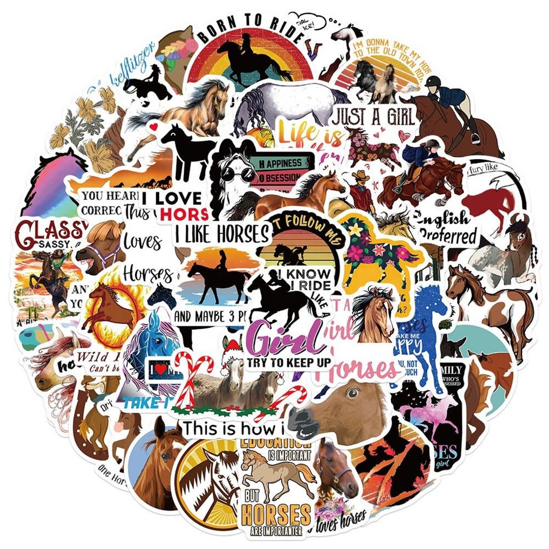 50 Pieces Mini Horses Horse Cartoon Style Stickerbomb Decal Sticker Set ...