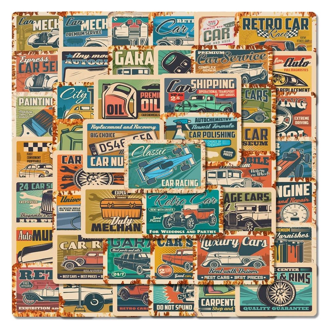 50pcs Mini Retro Vintage Style Cars Auto Style Stickerbom Decal Sticker ...
