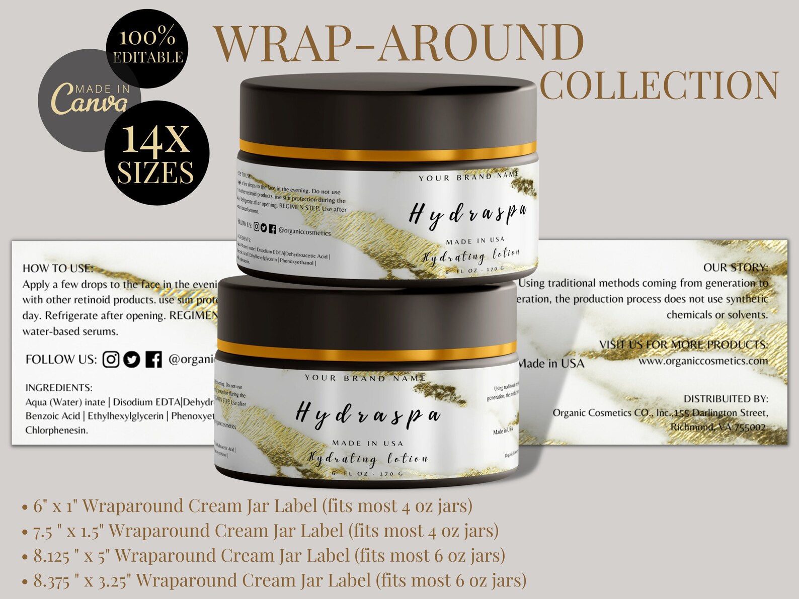 Editable Gold Marble Skincare Label Template Skincare | Etsy