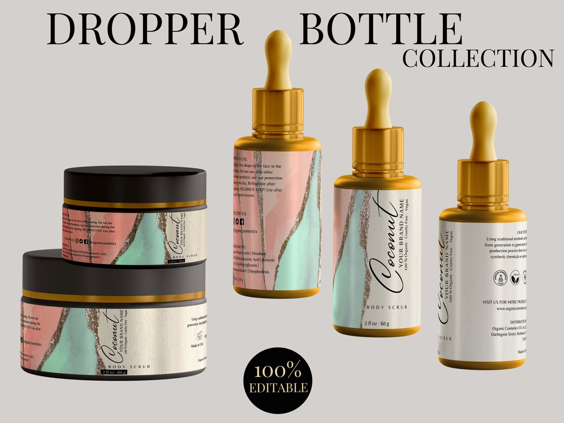 Fully Editable Cosmetic Label Templates Editable Bottle | Etsy