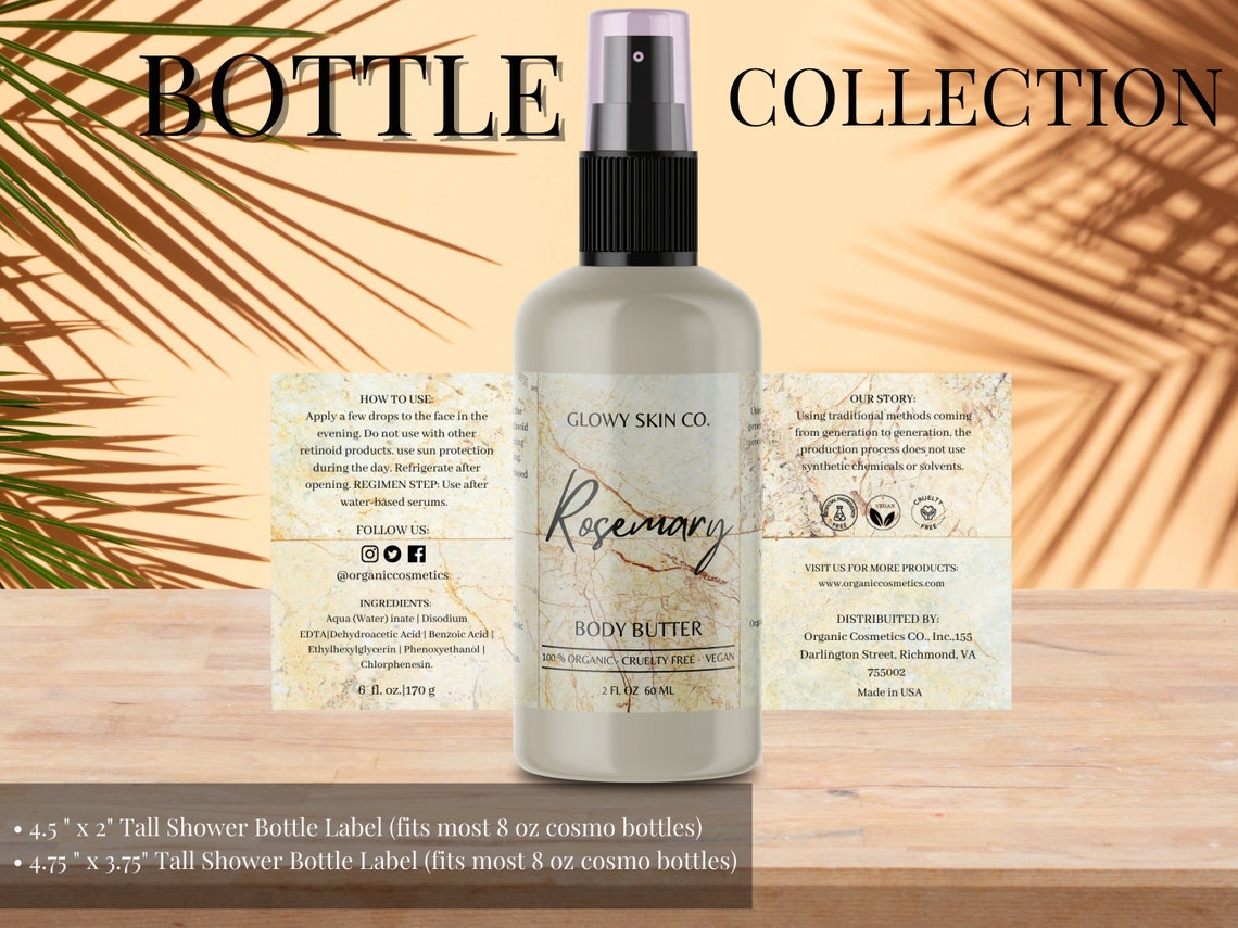 Editable Skincare Body Product Labels Collection Shampoo | Etsy