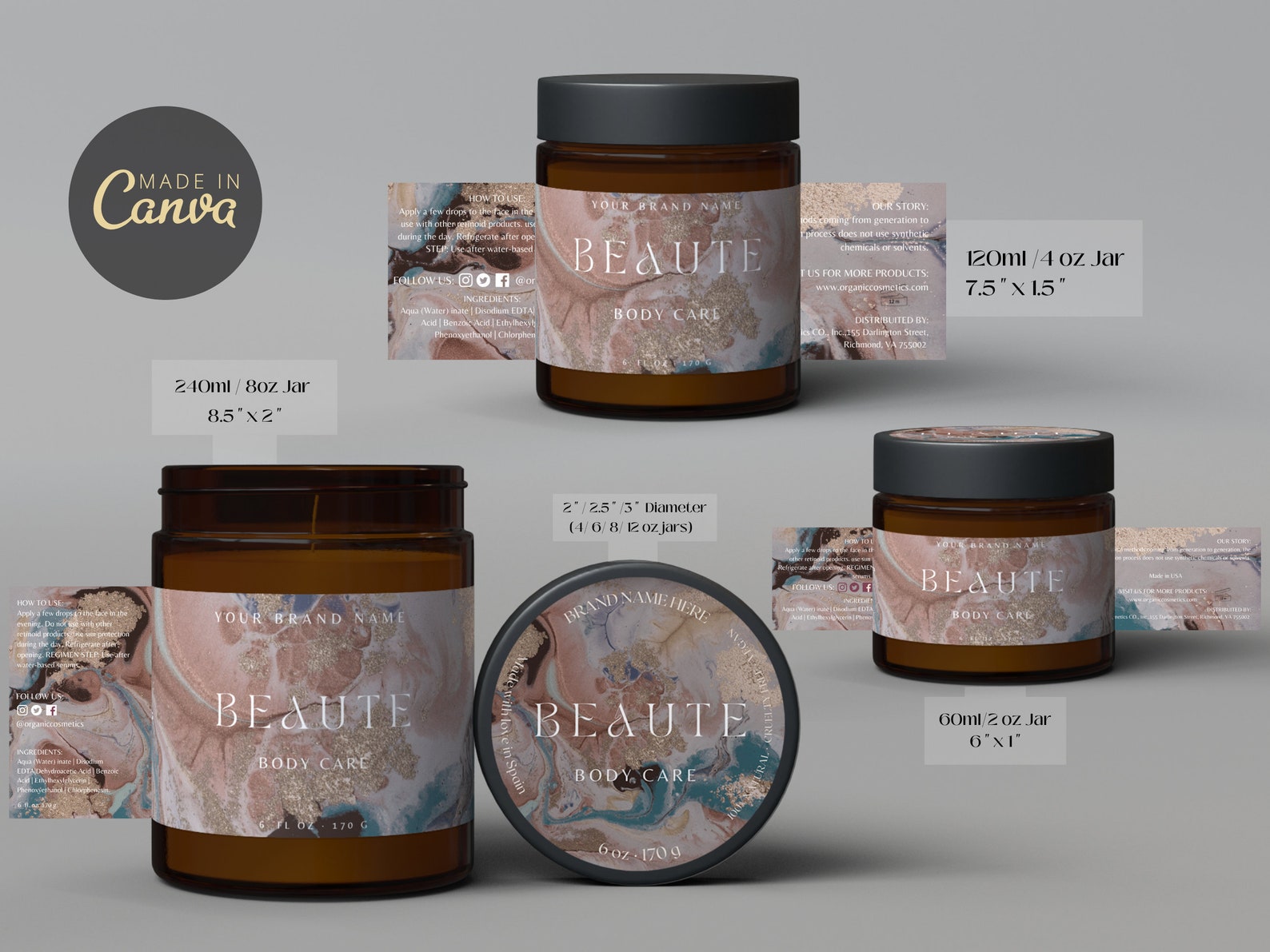 Printable Skin Care Product Label Template Personalisable - Etsy