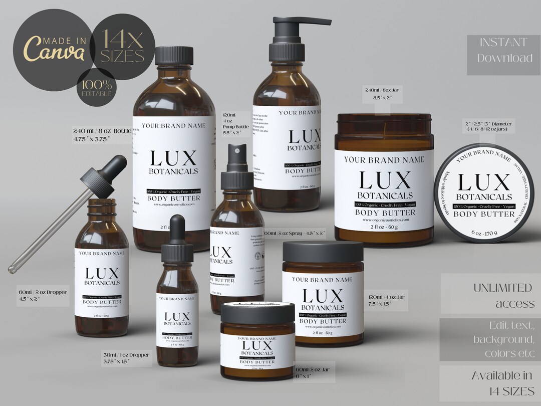 100% Editable Body Product Label Templates - Vanilla Body Butter, Body ...