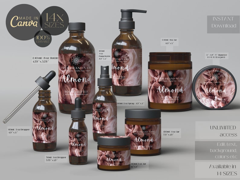 Editable Body Product Labels CANVA DIY Cosmetic Labels - Etsy