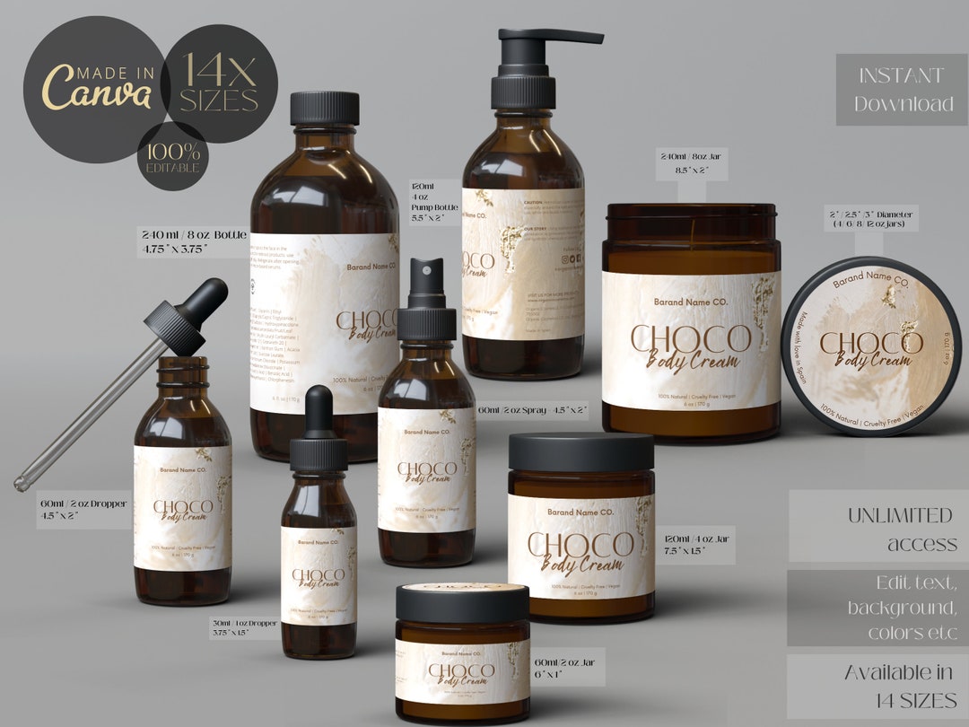 Editable Skincare Labels: DIY Cosmetics, Body Product Label Set ...