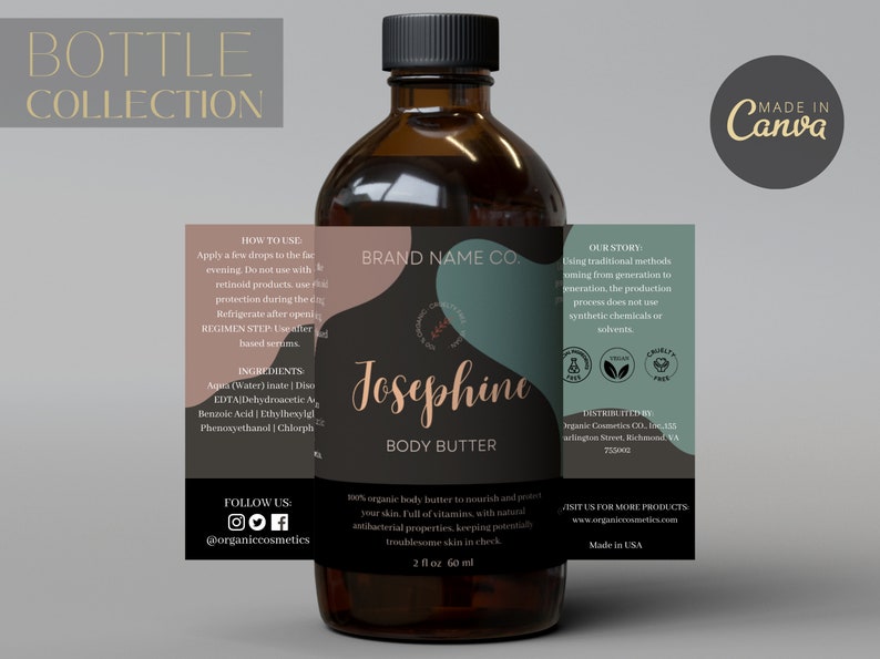 Cosmetic Labels Body Butter Labels Bottle Labels Editable - Etsy