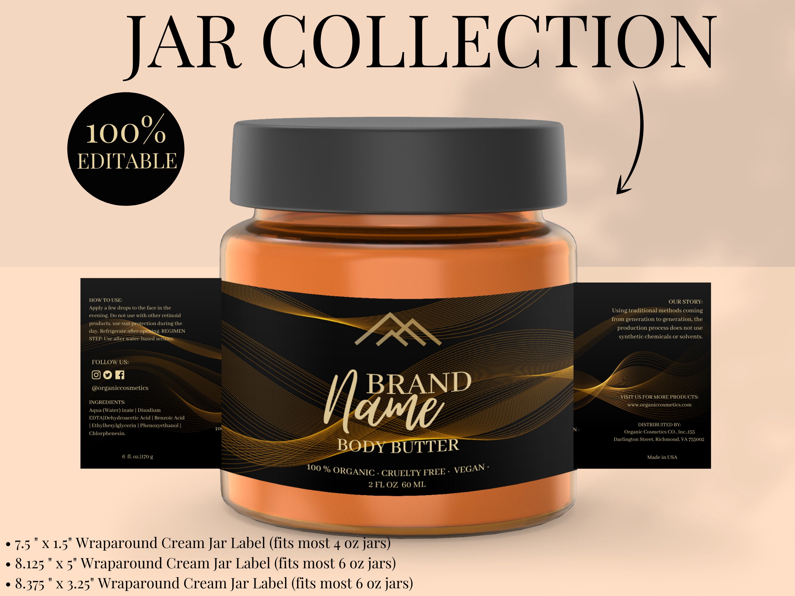 DIY Editable Body Product Labels in 10 Sizes Skincare Product - Etsy