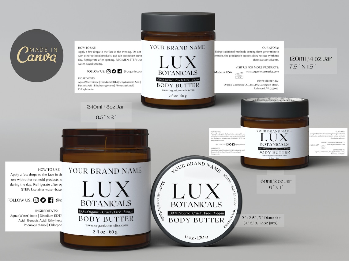 100% Editable Body Product Label Templates Vanilla Body - Etsy