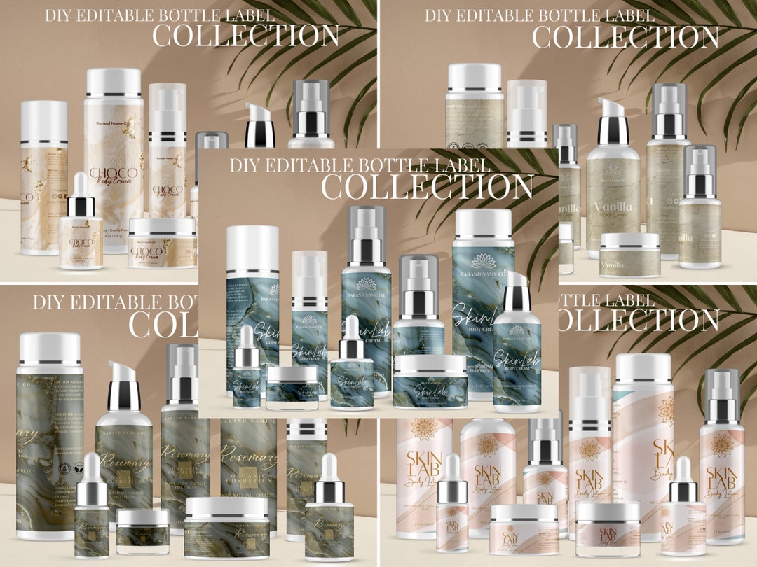ALL IN ONE Editable Skin Care Product Label Bundle, Luxury Cosmetic ...