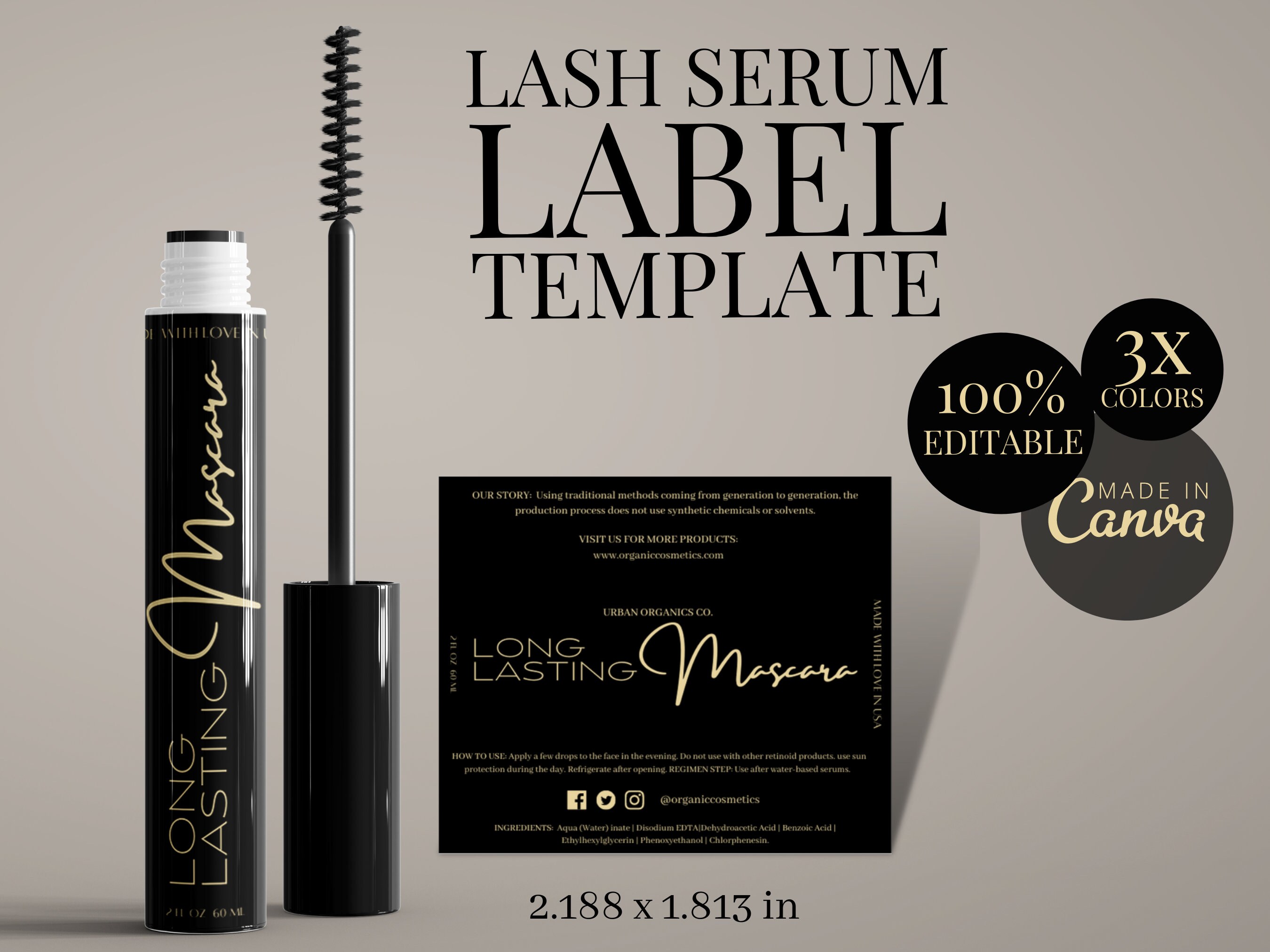 Mascara Label Template Editable Printable Custom Mascara Label - Etsy
