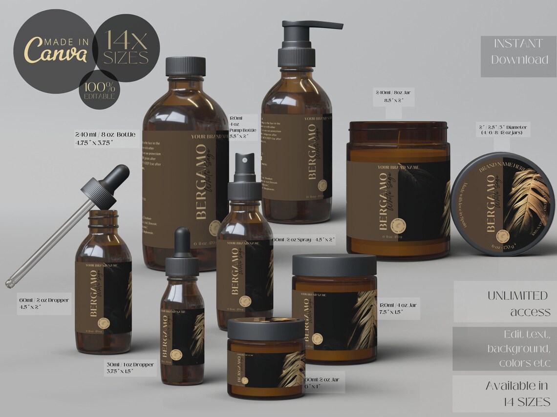 Printable Labels Body Product Labels DIY Editable Skincare - Etsy