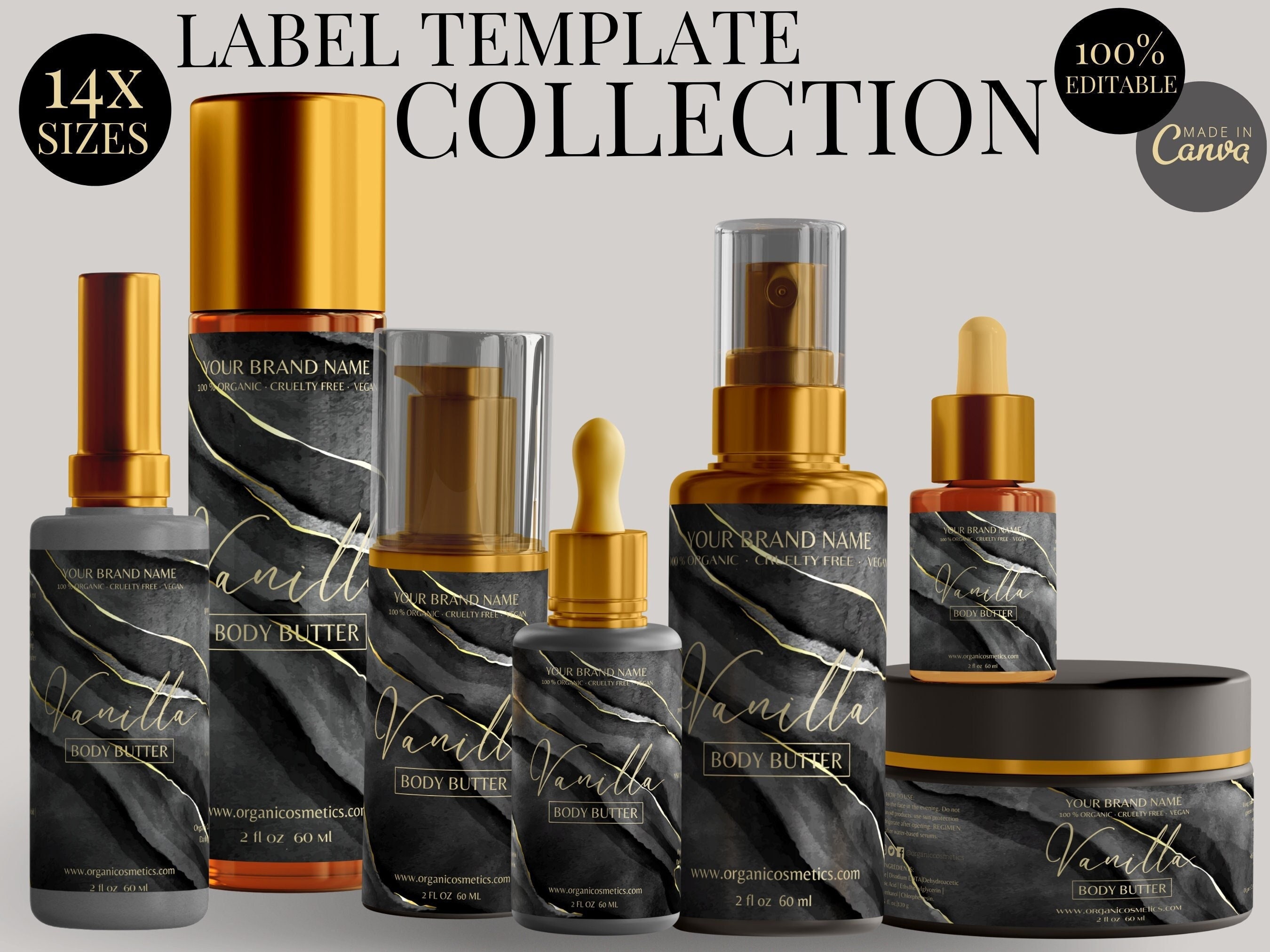 DIY Editable Skincare Product Label Collection Template Body | Etsy