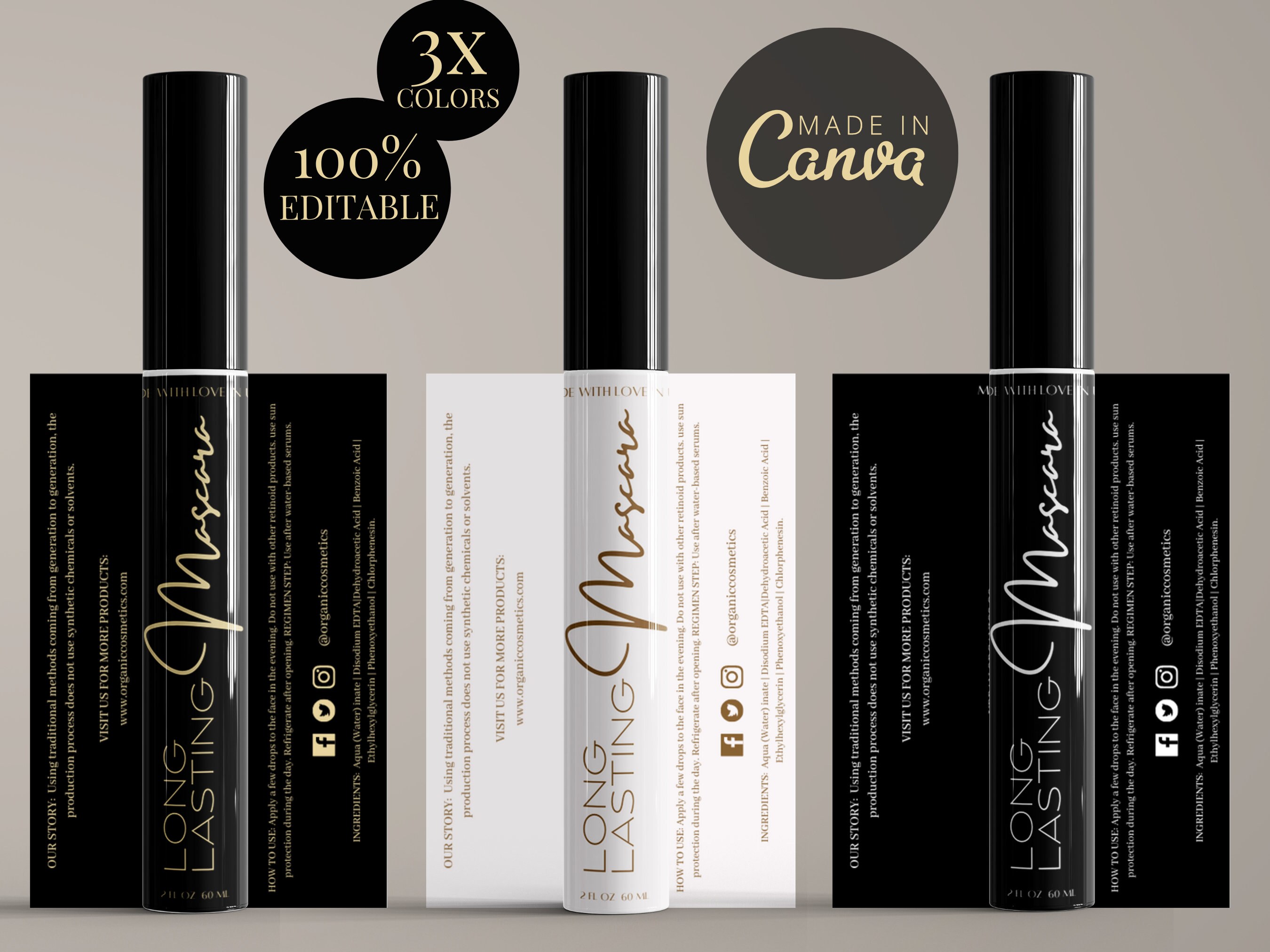 Mascara Label Template Editable Printable Custom Mascara Label - Etsy