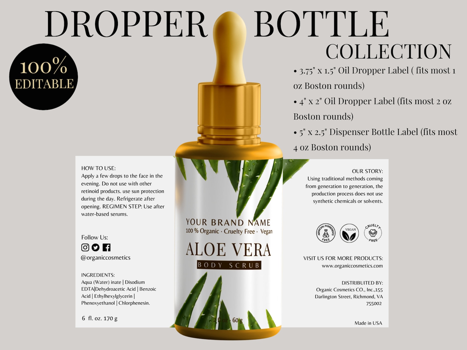 Fully Editable Body Product Label Template 14 Sizes DIY - Etsy