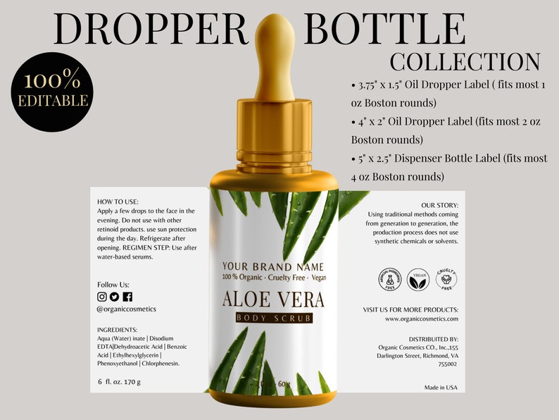Fully Editable Body Product Label Template 14 Sizes DIY - Etsy