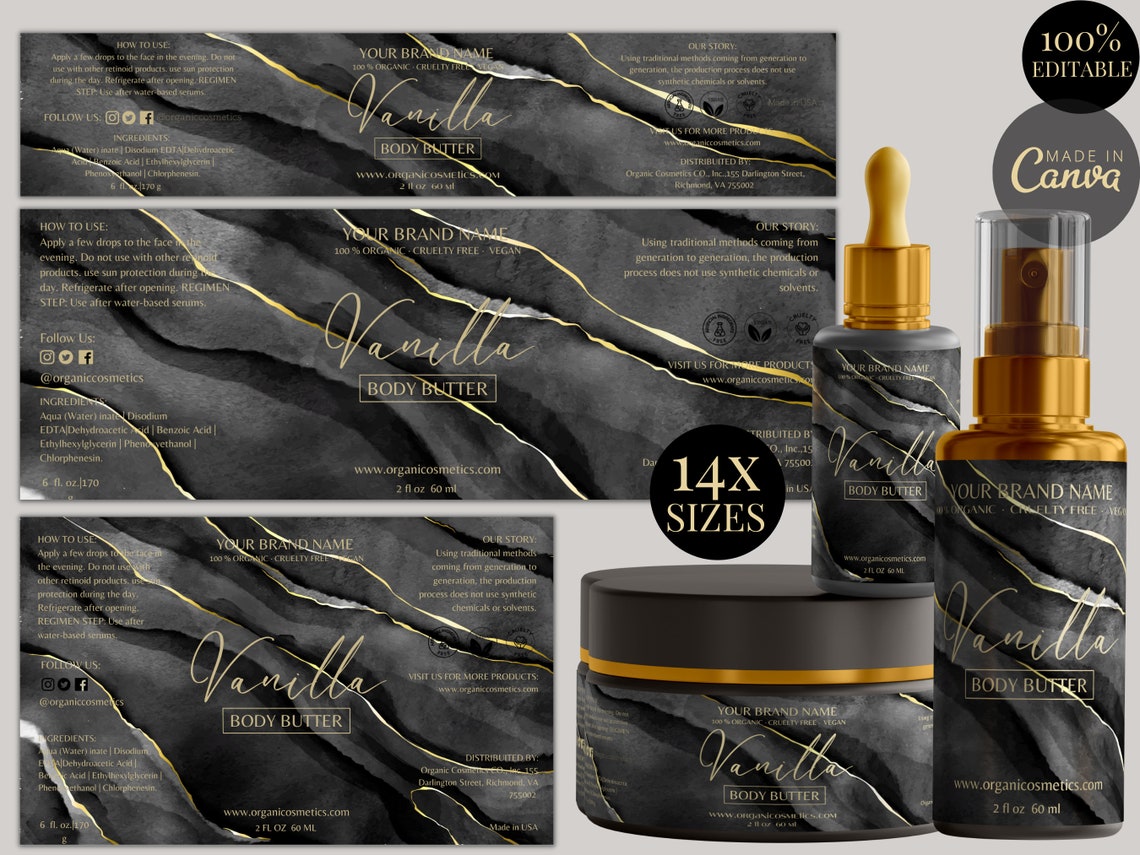 DIY Editable Skincare Product Label Collection Template Body | Etsy