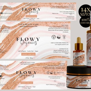 Editable Body Product Labels, DIY Cosmetic Labels, Glitter Editable ...