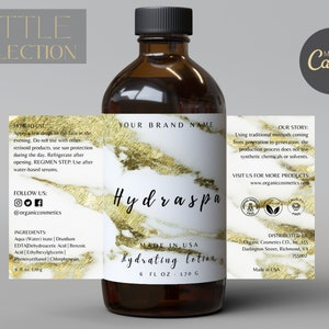 Editable Gold Marble Skincare Label Template, Skincare Cosmetic Label ...