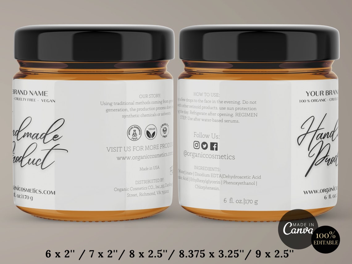 DIY Editable Body Product Label Body Butter Label Custom | Etsy