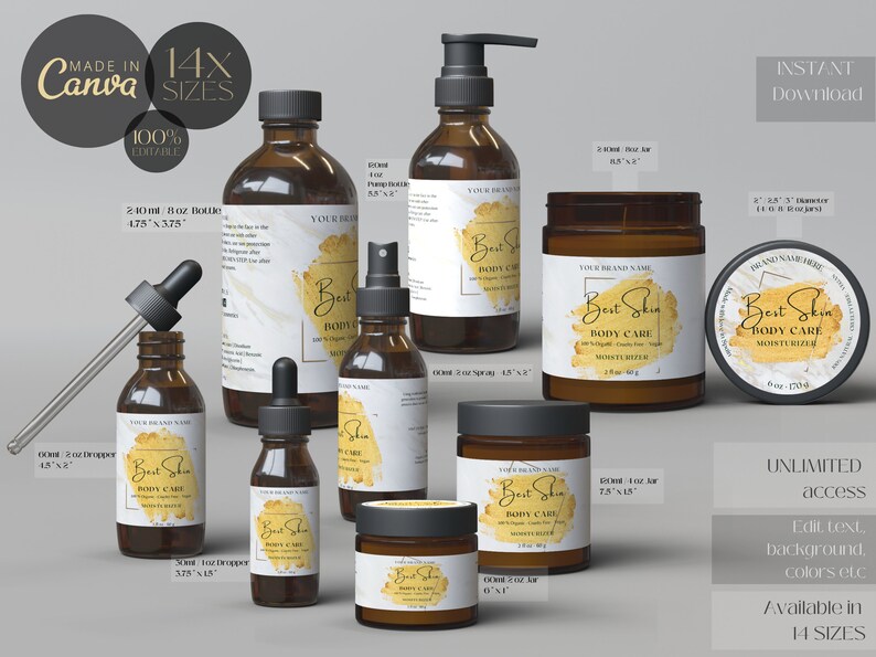 Printable Skin Care Product Label Template Personalisable - Etsy